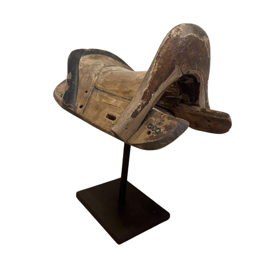 Antique Wooden Saddle on Museum Mount Iron Stand - D - SHOP by Interior ...