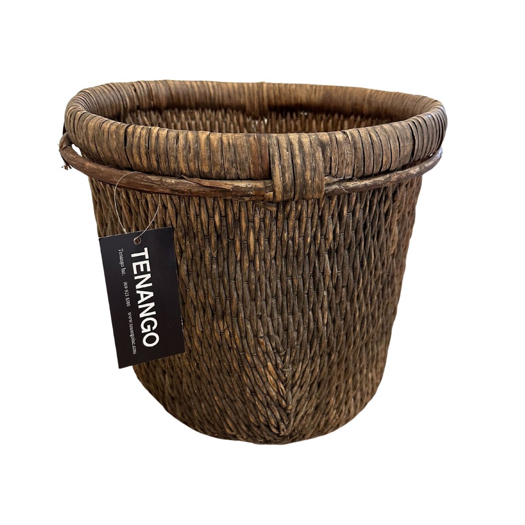 Antique Woven Cache Pot/Plant Basket/Waste Paper Basket - F - SHOP by ...