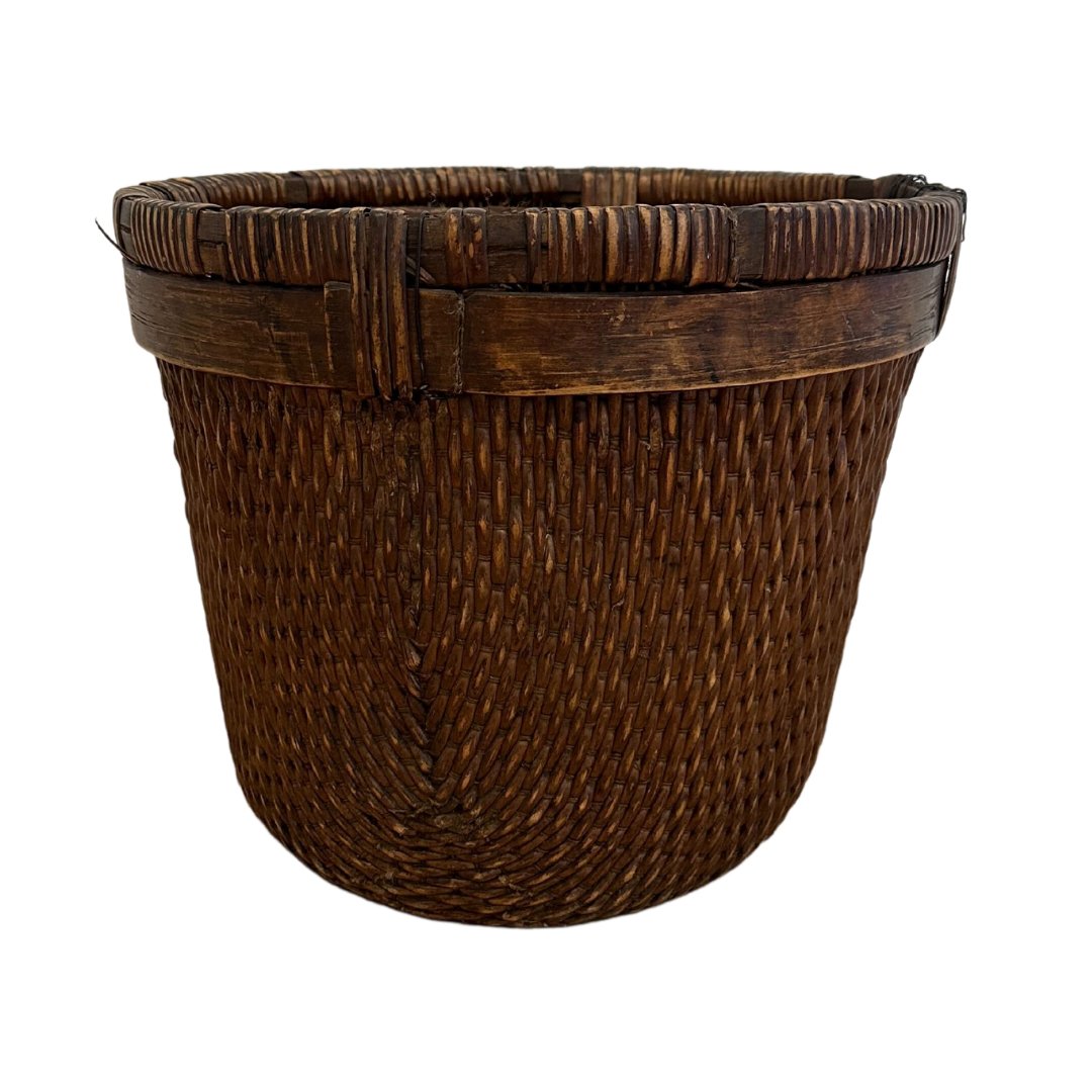 Antique Woven Cache Pot/Plant Basket/Waste Paper Basket - G - SHOP by ...