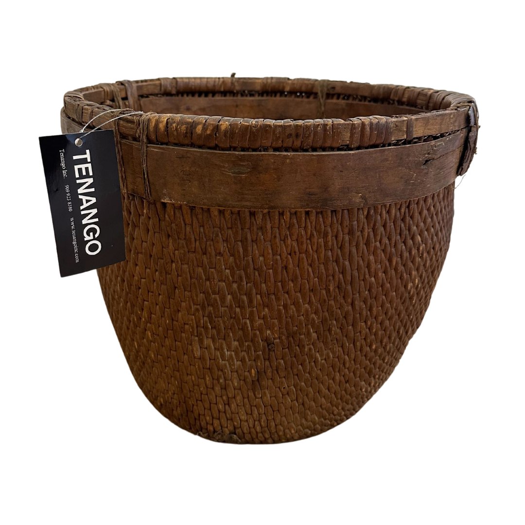 Antique Woven Cache Pot/Plant Basket/Waste Paper Basket - H - SHOP by ...