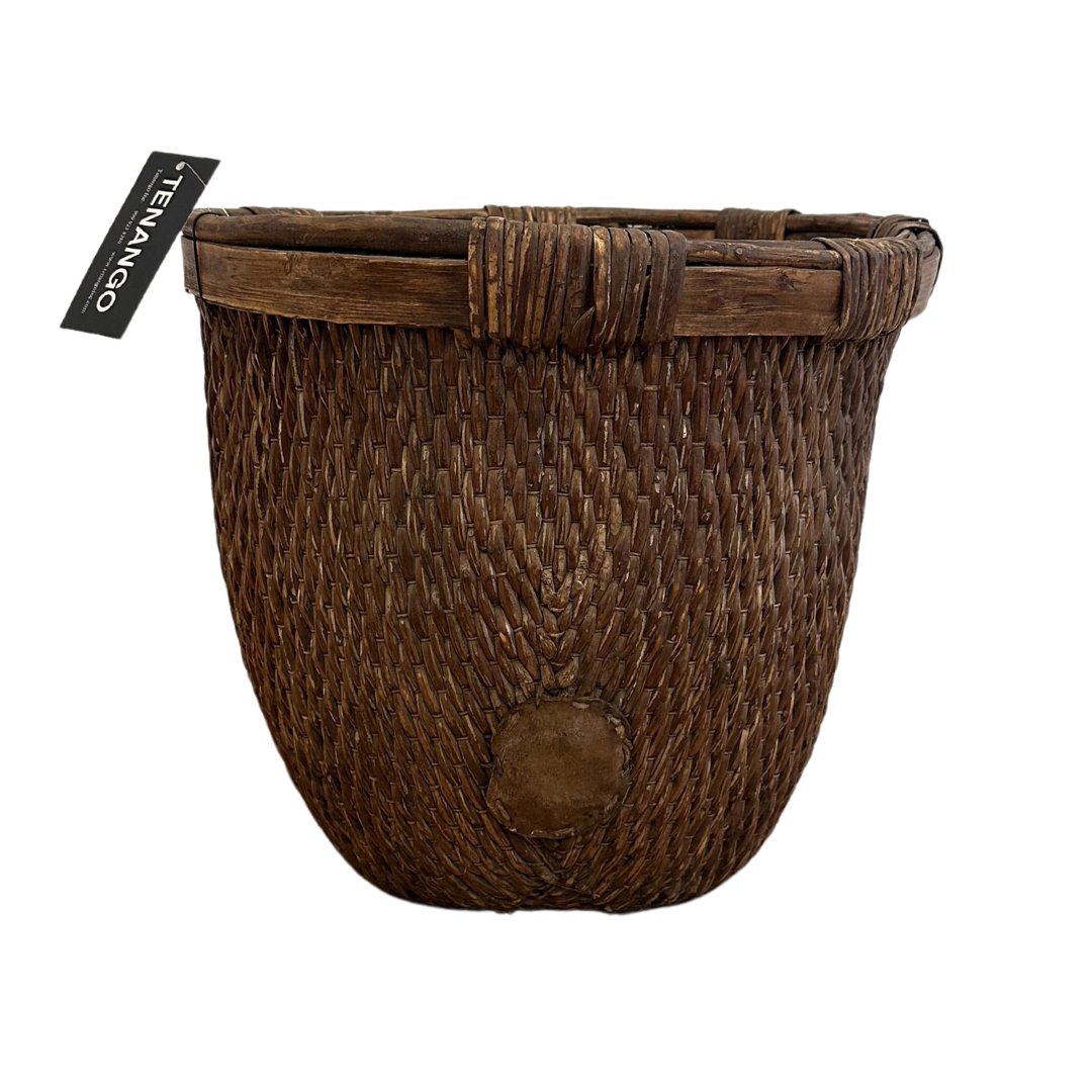 Antique Woven Cache Pot/Plant Basket/Waste Paper Basket - J - SHOP by ...