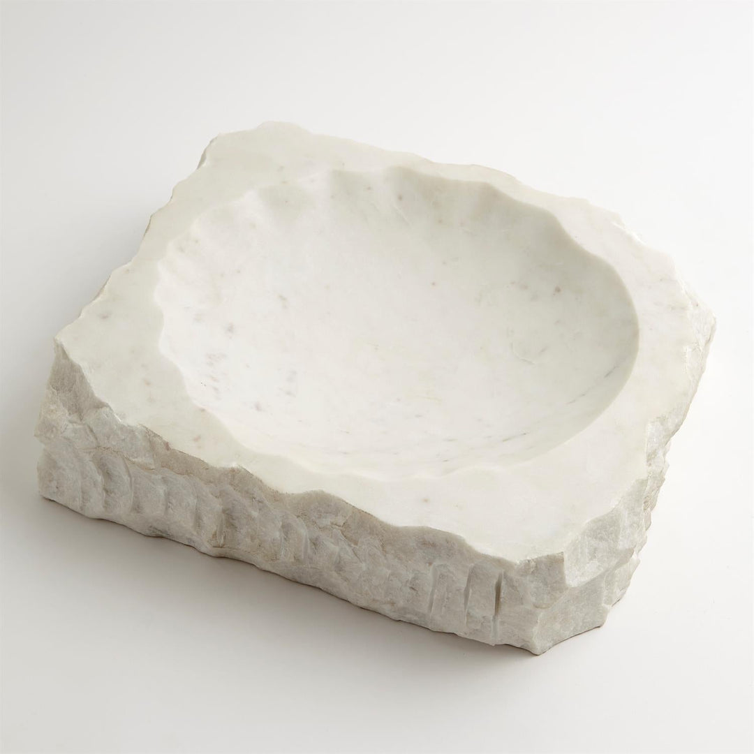 Chiseled White Marble Block Bowl - SHOP by Interior Archaeology