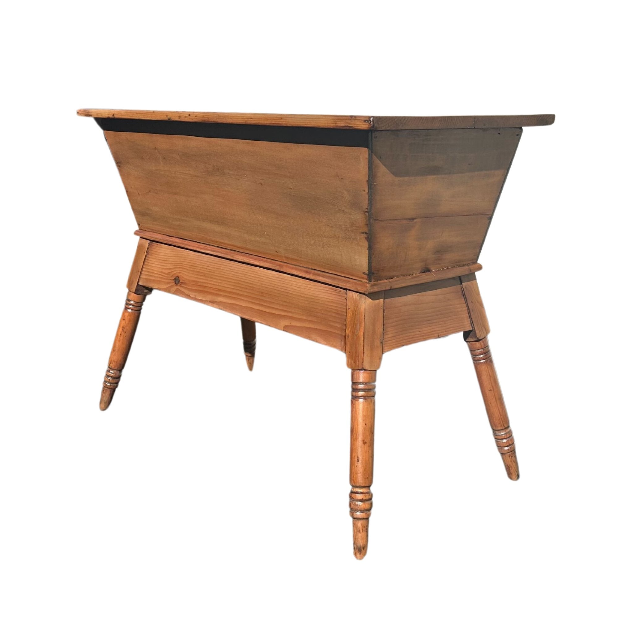 Early Wooden Southern Pine Dough Box on Turned Legs End Table - SHOP by ...