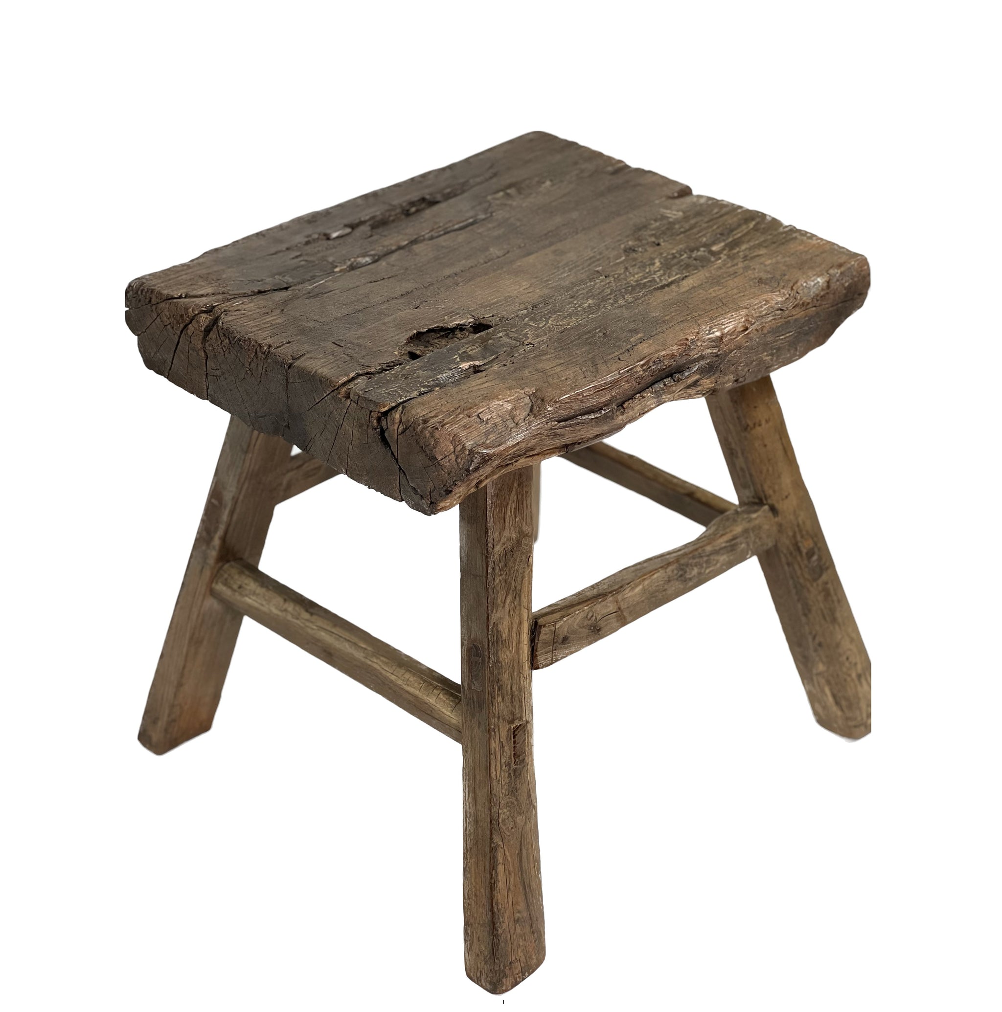 Large Primitive End Table Stool 1 - SHOP by Interior Archaeology